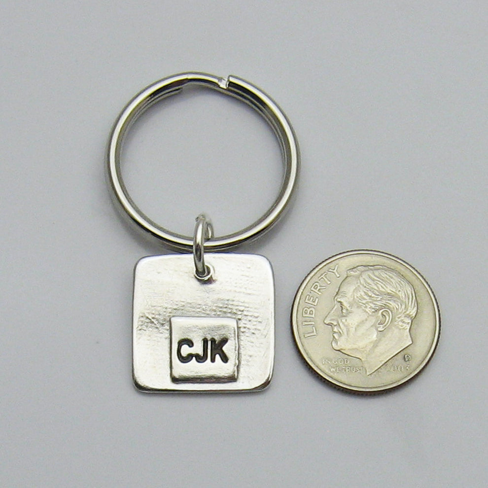 Square Fingerprint Keychain with Birthstone | Sterling Silver – A ...