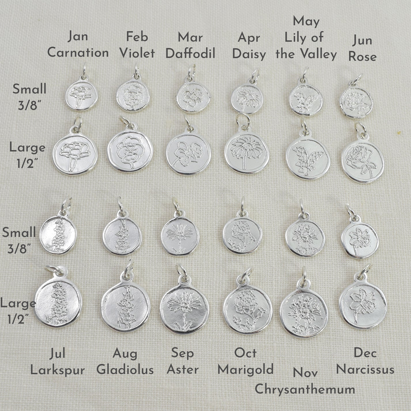 Birth Month Flower Charms | Sterling Silver – A Timeless Impression